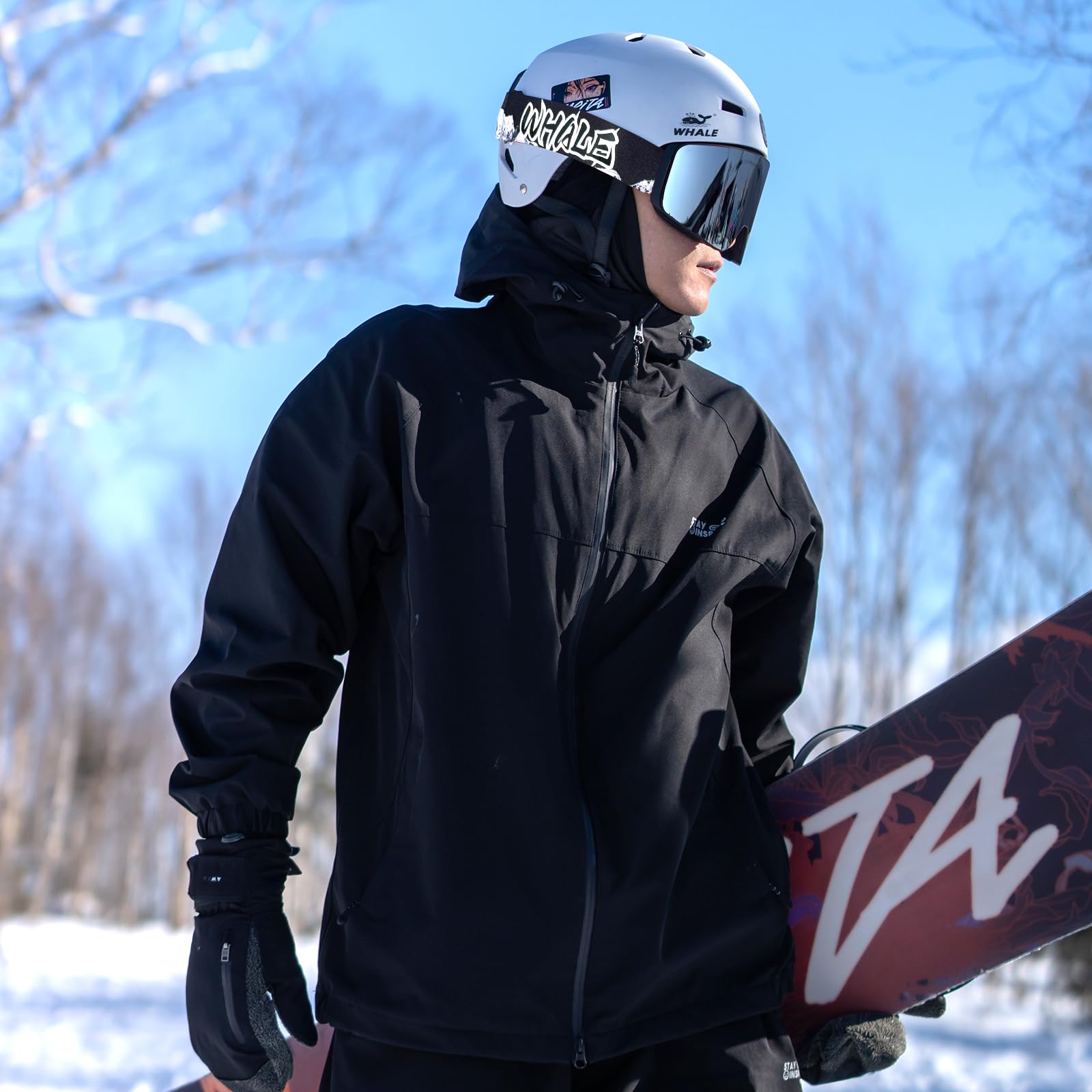 Whale Ski Goggles OTG Anti-Fog Frameless Snow/Snowboard Goggles Mirror ...