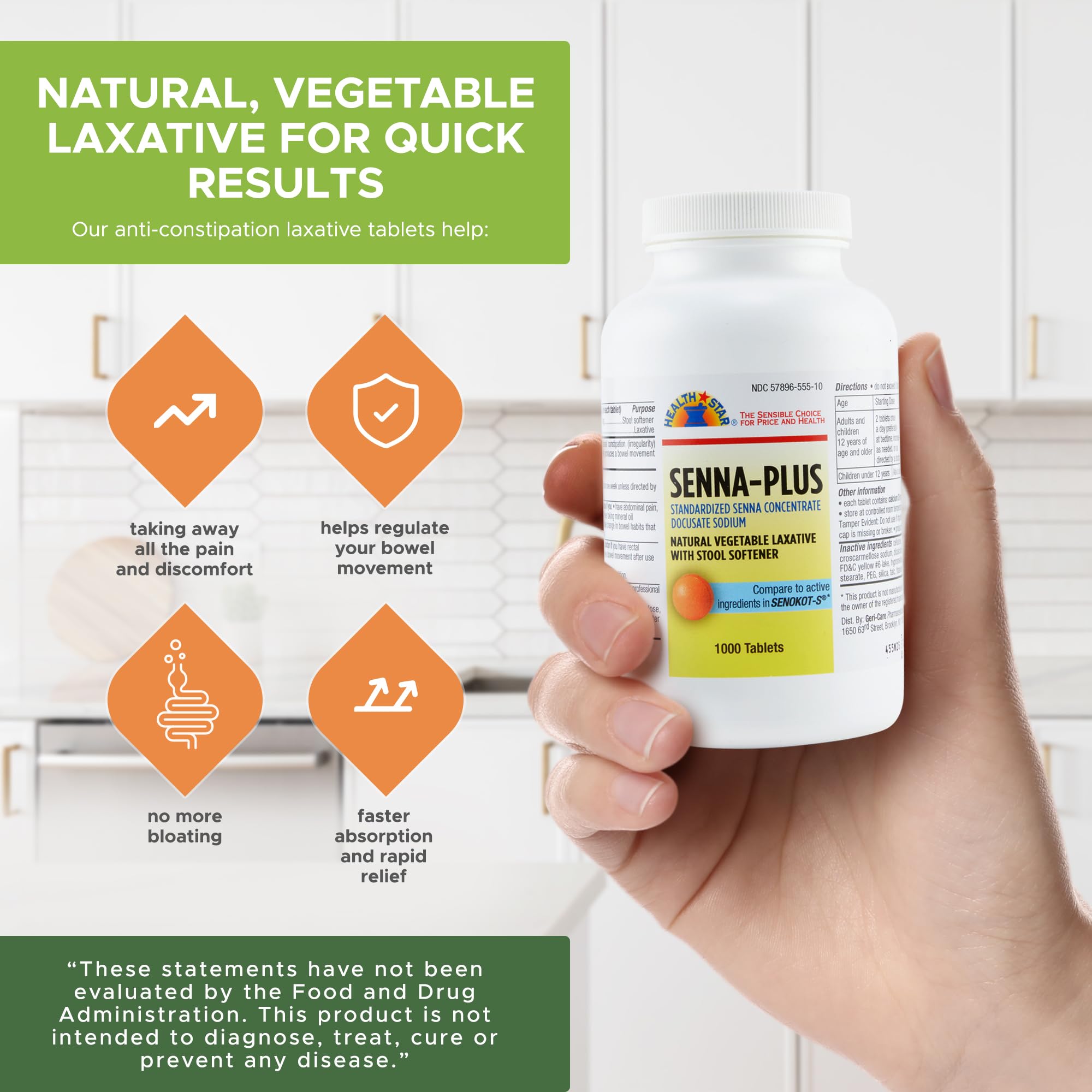 Mua Health Star Senna Plus Laxative & Stool Softener Tablets 50mg / 8 ...