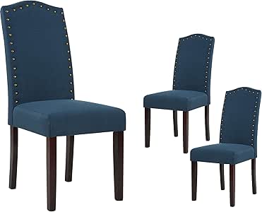 Amazon.com - High Back Fabric Upholstered Parsons Dining Chairs with ...
