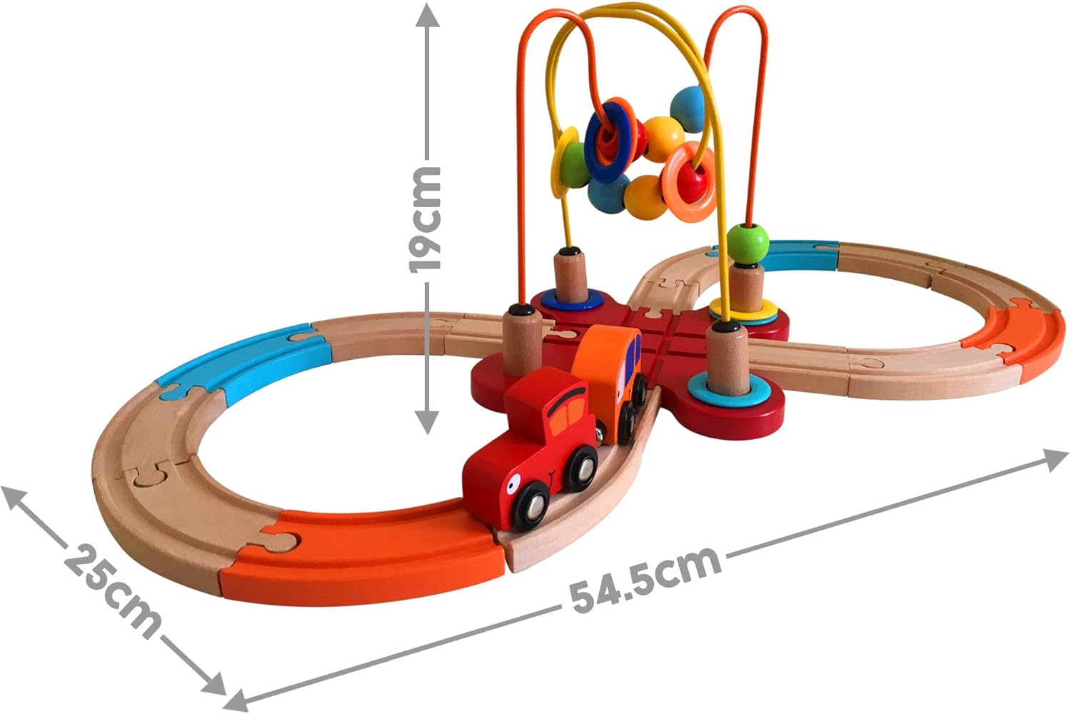 Wooden Train Railway Play Set with Colour Counting Activity Bead Maze ...
