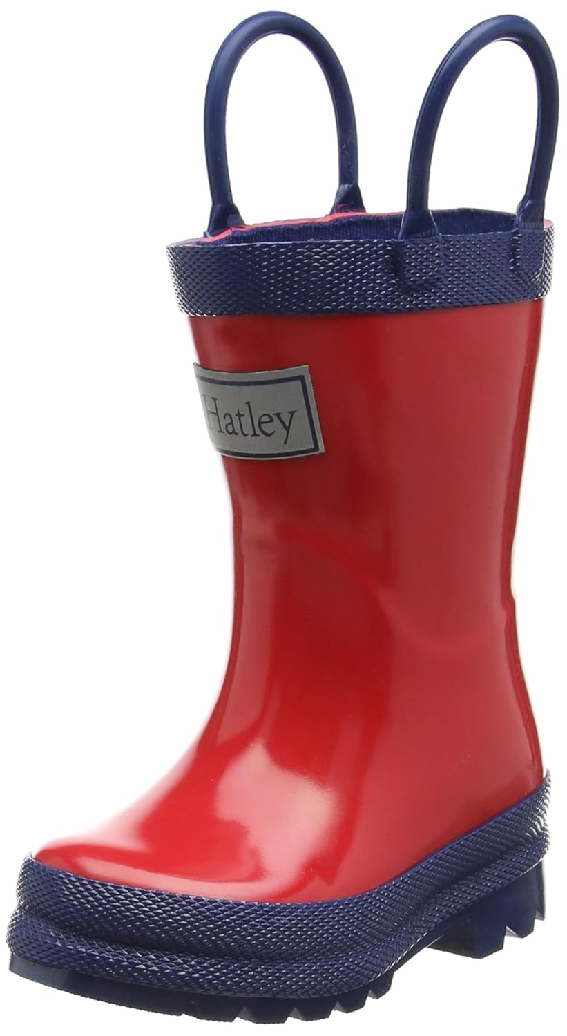 Hatley Rainboots -Red & Navy, Girls' Rain Boots: Amazon.co.uk: Shoes & Bags