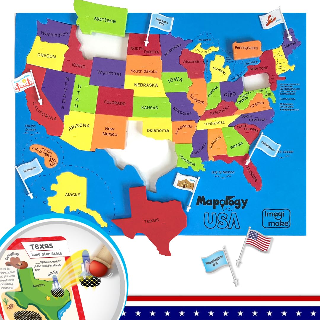 Imagimake Mapology United States Flash Card Puzzle with Flags, Country ...