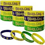 Amazon.com: Yaomiao 48 Pcs Mardi Gras Party Favors Silicone Bracelets ...