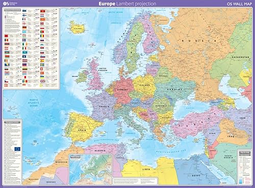 Map of Europe Poster | Laminated | Ordnance Survey Wall Map | Education ...