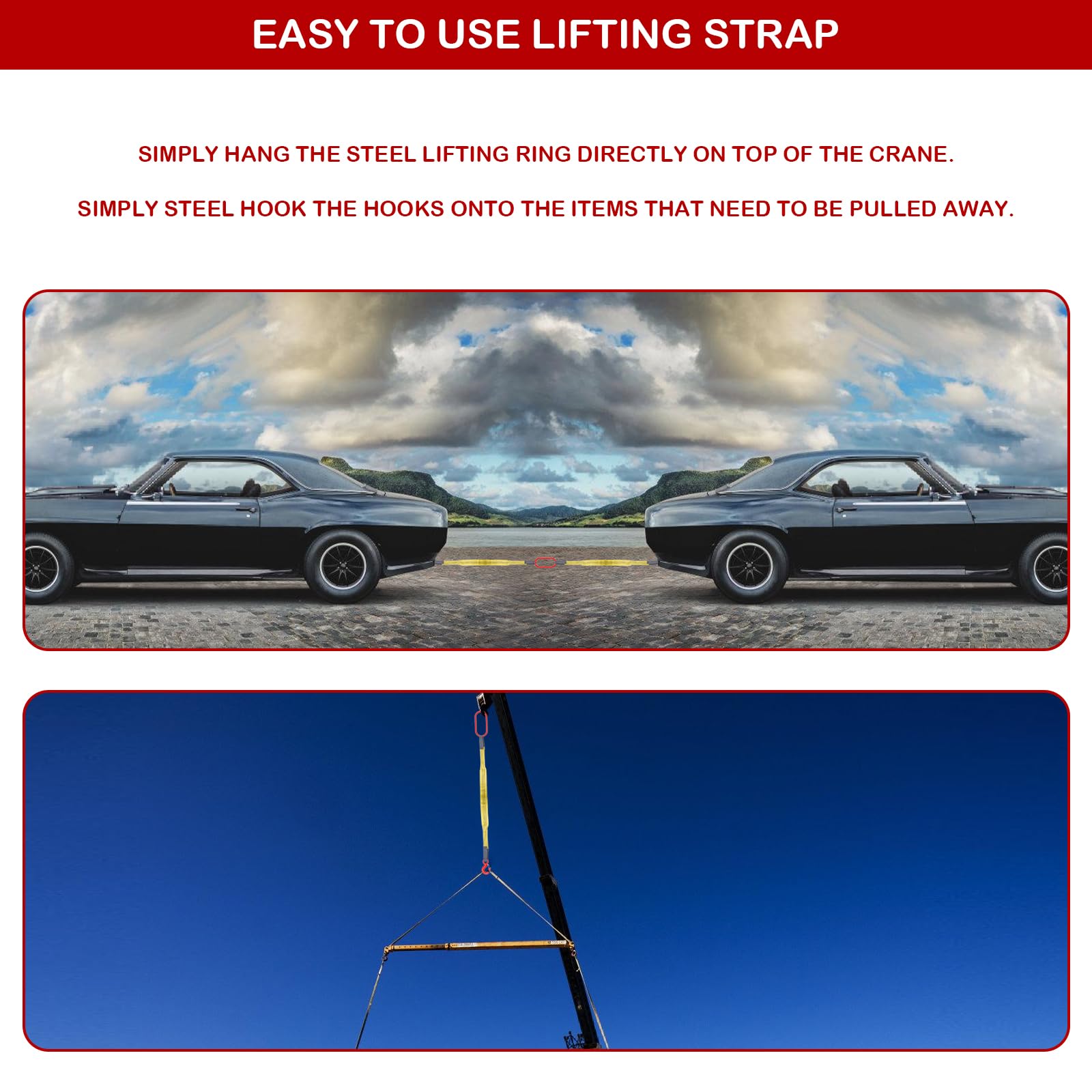 Mua Lifting Slings Straps with Hooks, 3.3 Feet Two Leg Bridle Web Sling ...