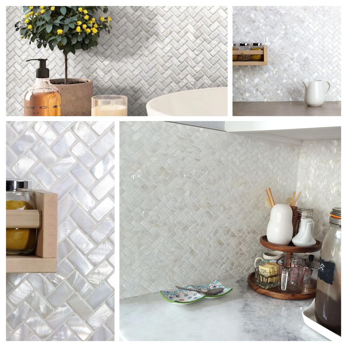 Mua Tenedos Genuine Mother of Pearl White Oyster Herringbone Shell ...