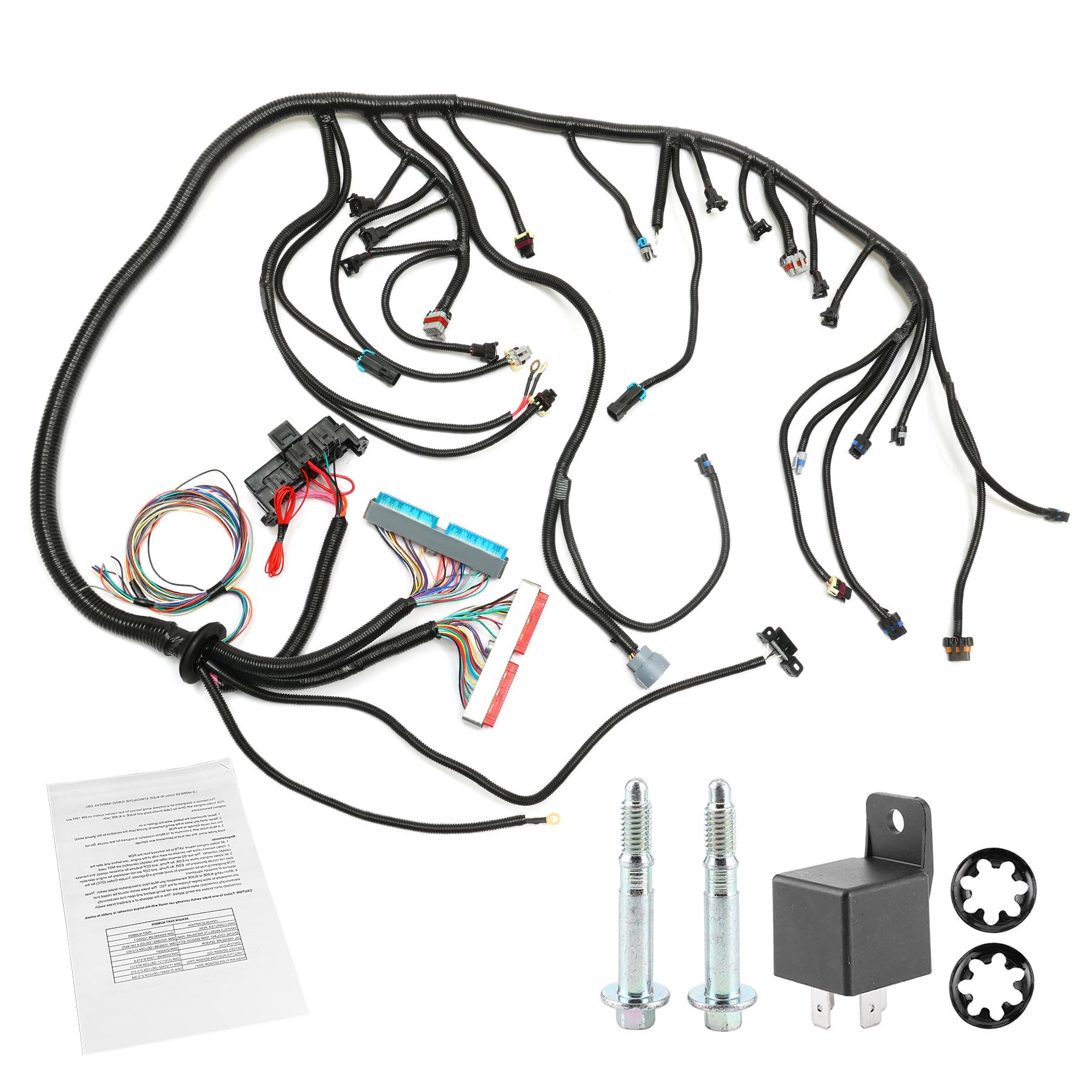 Standalone Wiring Harness, 4L60E DBC, Red/Blue PCM, Compatible with 1997-2006 GM LS1 Vortec ...