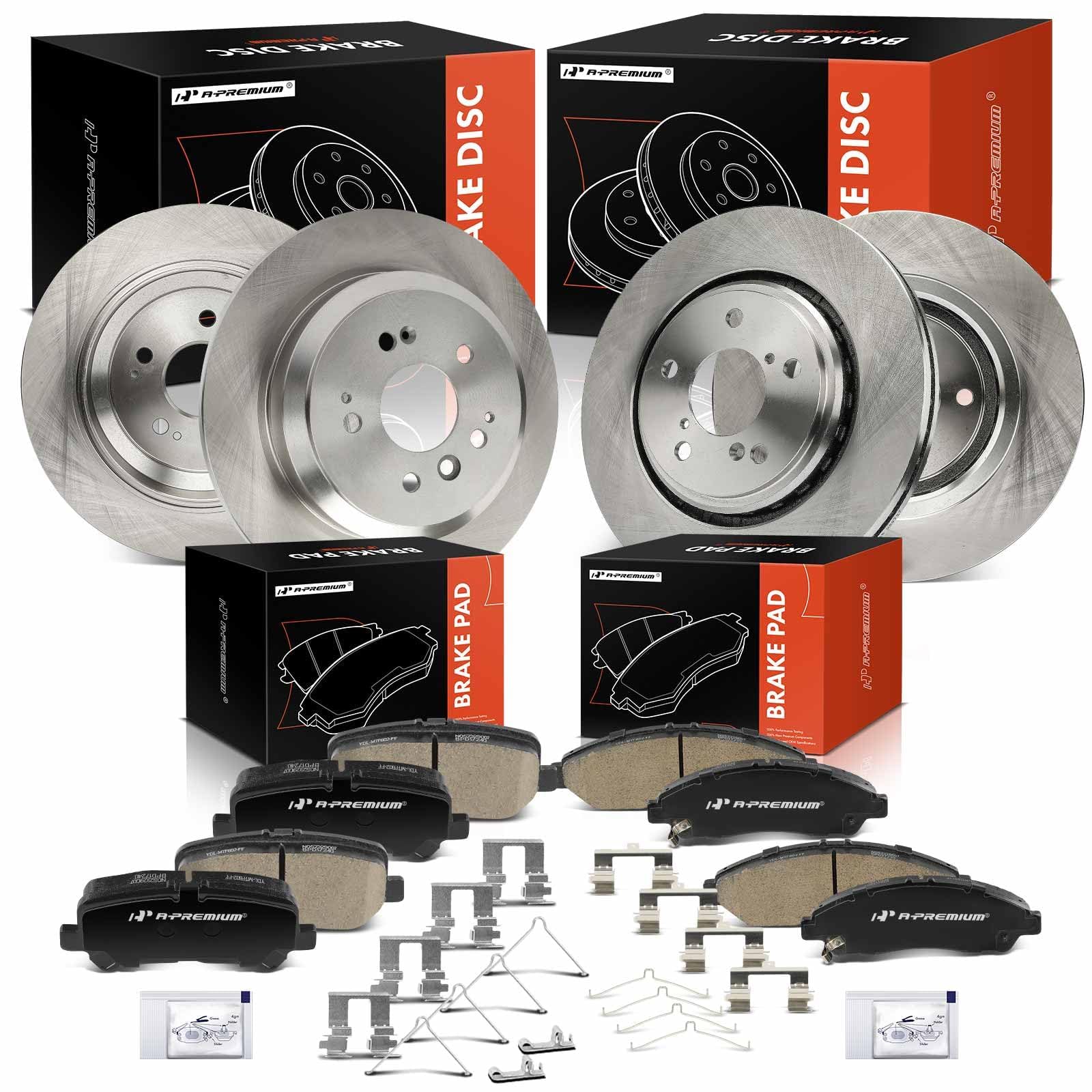 A-Premium Front Vented and Rear Solid Disc Brake Rotors Compatible with ...