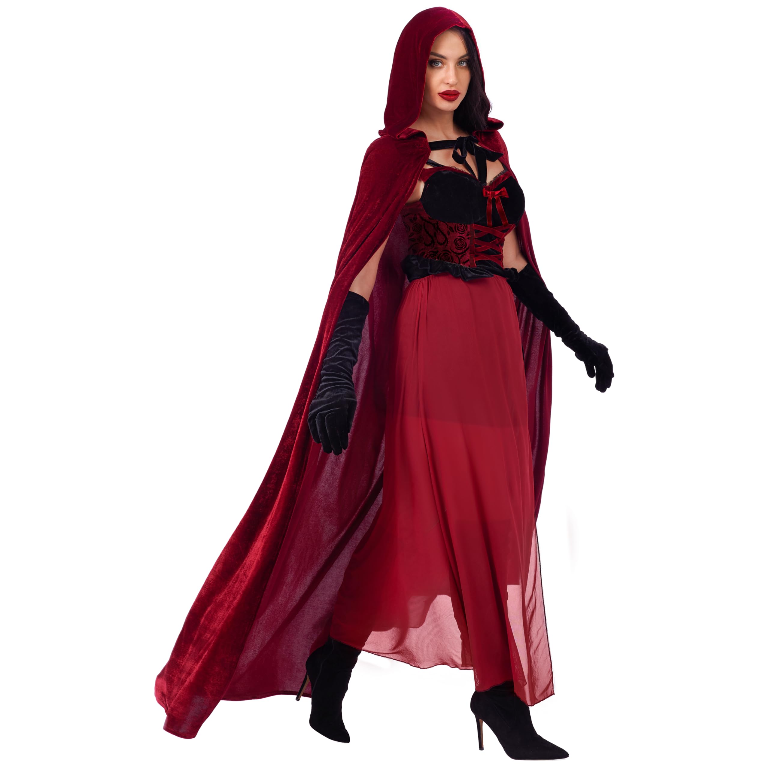 Spooktacular Creations Dark Red Riding Hood Costume Adult, Halloween ...