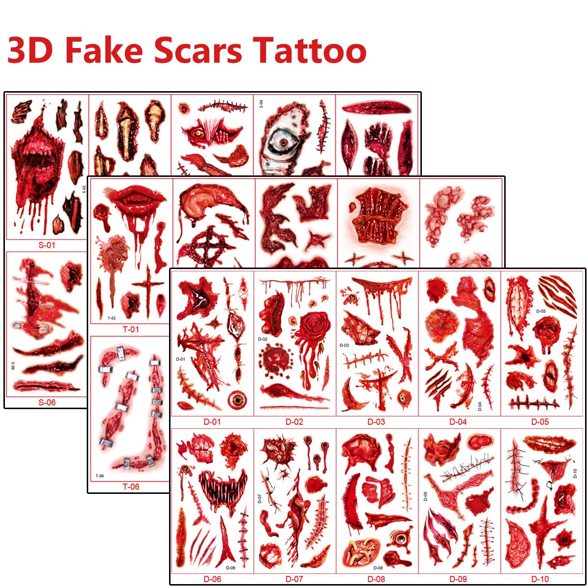 Mua Fake Scars Halloween Temporary Tattoos Face Fake Blood Makeup Fake ...