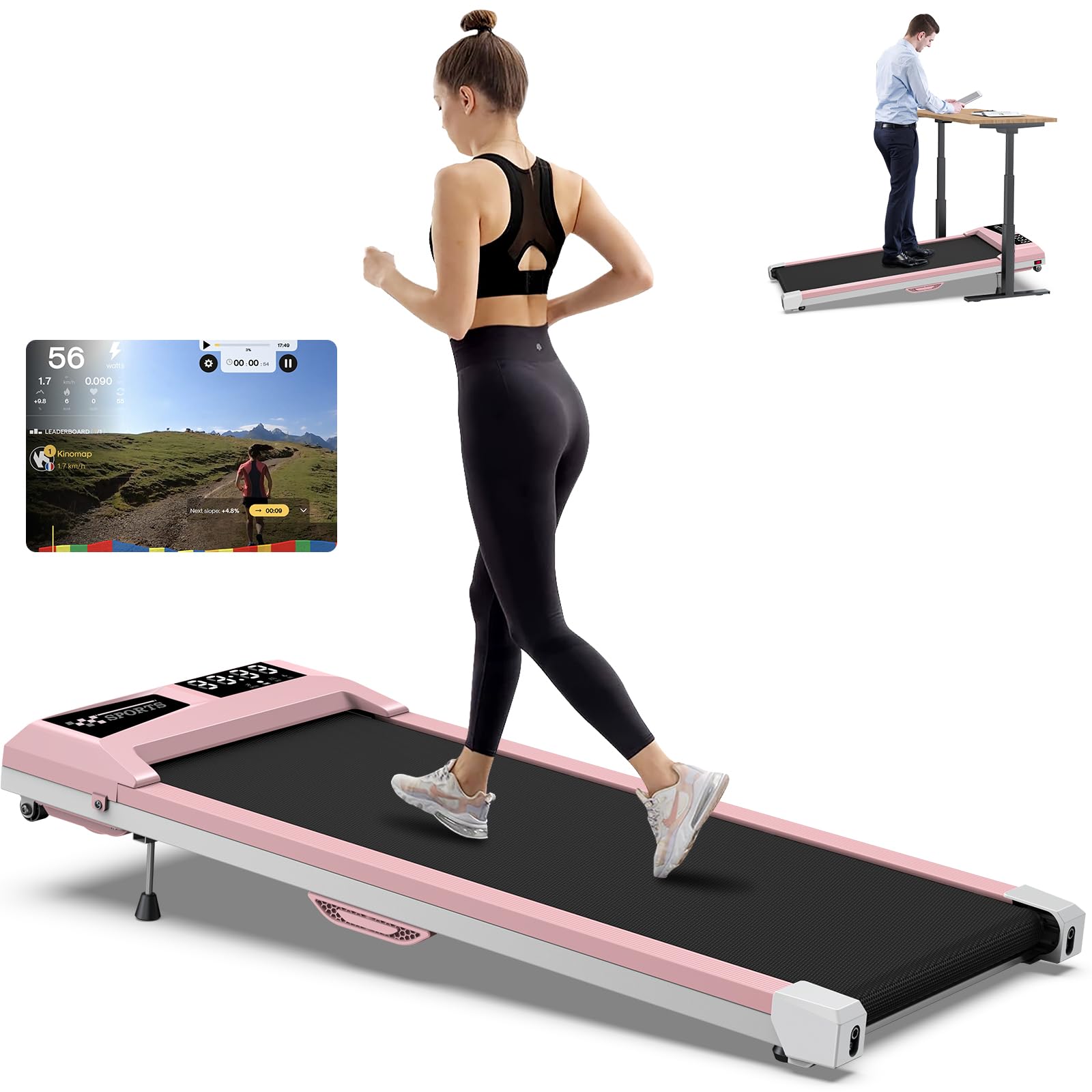 WELLFIT 10% Incline Walking Pad Treadmills,300lb Capacity Under Desk ...