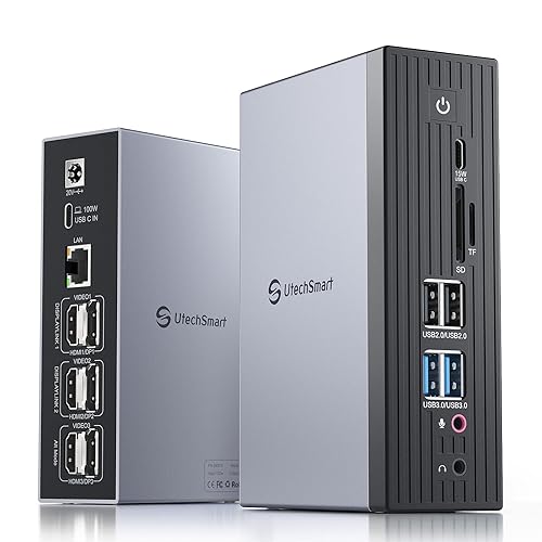 UtechSmart Docking Station 3 Monitors, 18 in 1 Docking Station 4K@60Hz ...
