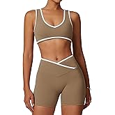 Amazon.com: QBGJTD Two Piece Workout Sets For Women Tank Top Matching High Waist Booty Lifting ...
