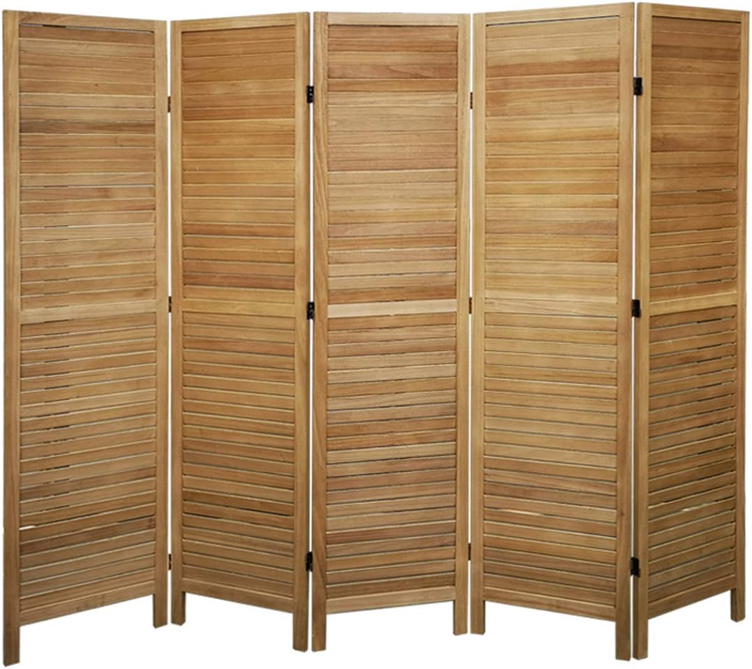 PEGANE Paravent persienne de 5 pans en Bois, Coloris Brun Clair - Dim ...
