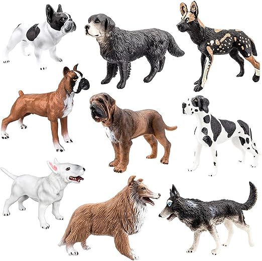 Toymany 9PCS Dog Figurines, High Emulational Detailed Dog Toy Figures ...