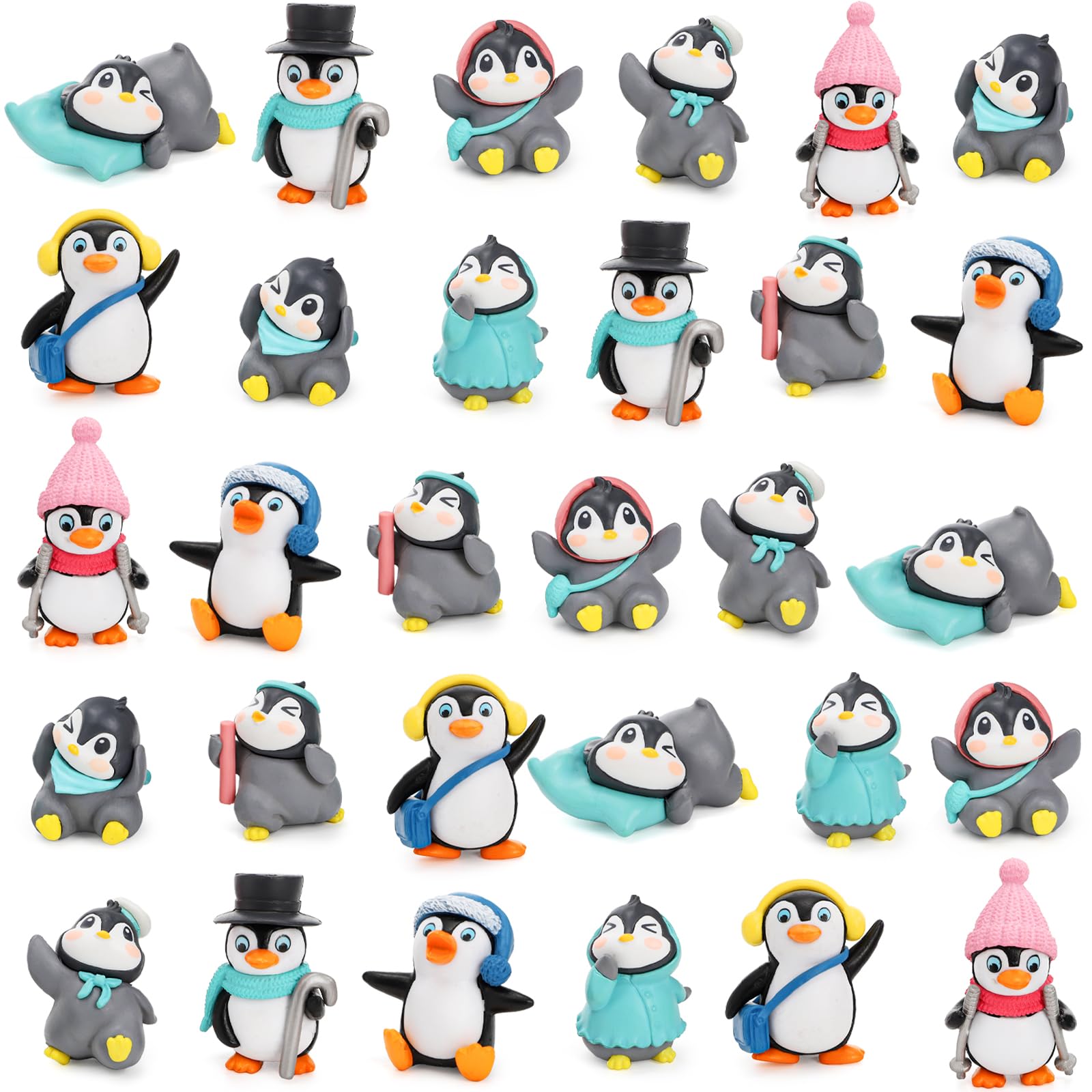 ZEAYEA 30 Pcs Mini Penguin Figurines, Cute Penguin Characters, Mini ...