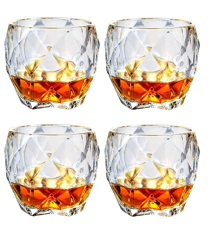 Qualimate Diamond Shaped Whiskey Glass Rocks Crystal Glasses Scotch ...