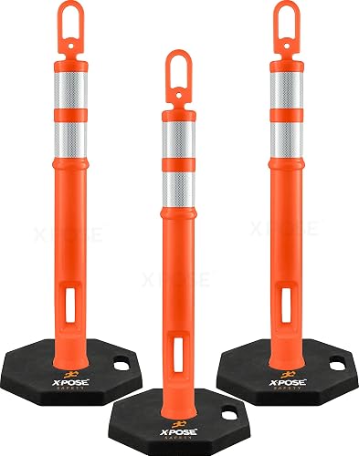 Xpose Safety 45" Orange Delineator Posts with Base, 3-Pack – Ring Top ...