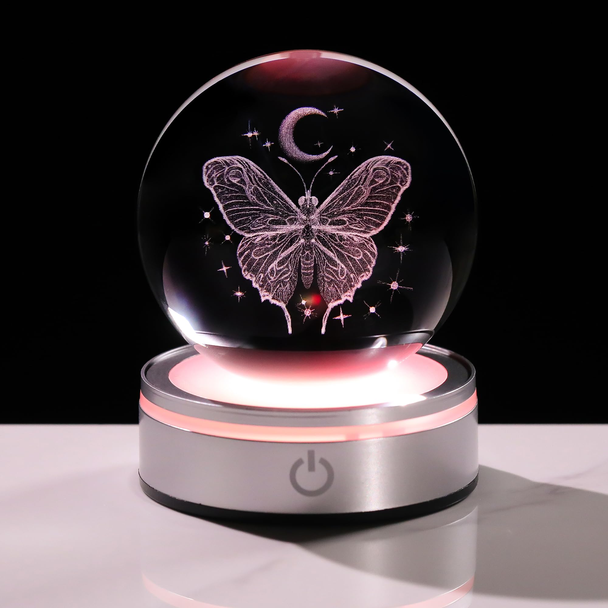 JOASURA LED Butterfly Crystal Ball Night Light,3.15in 3D Dreamy ...