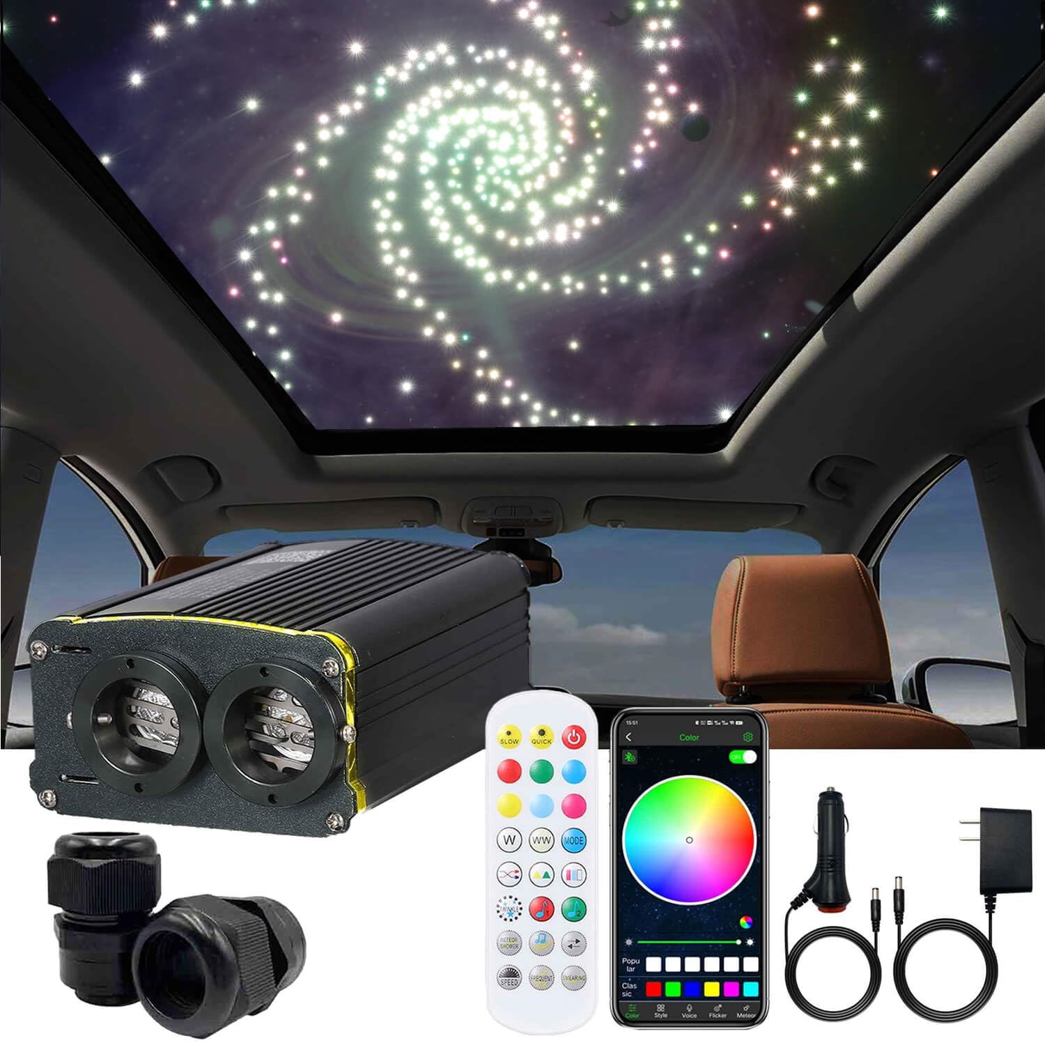 Twinkle RGBW Fiber Optic Light Engine Driver Dual Port,Bluetooth APP ...