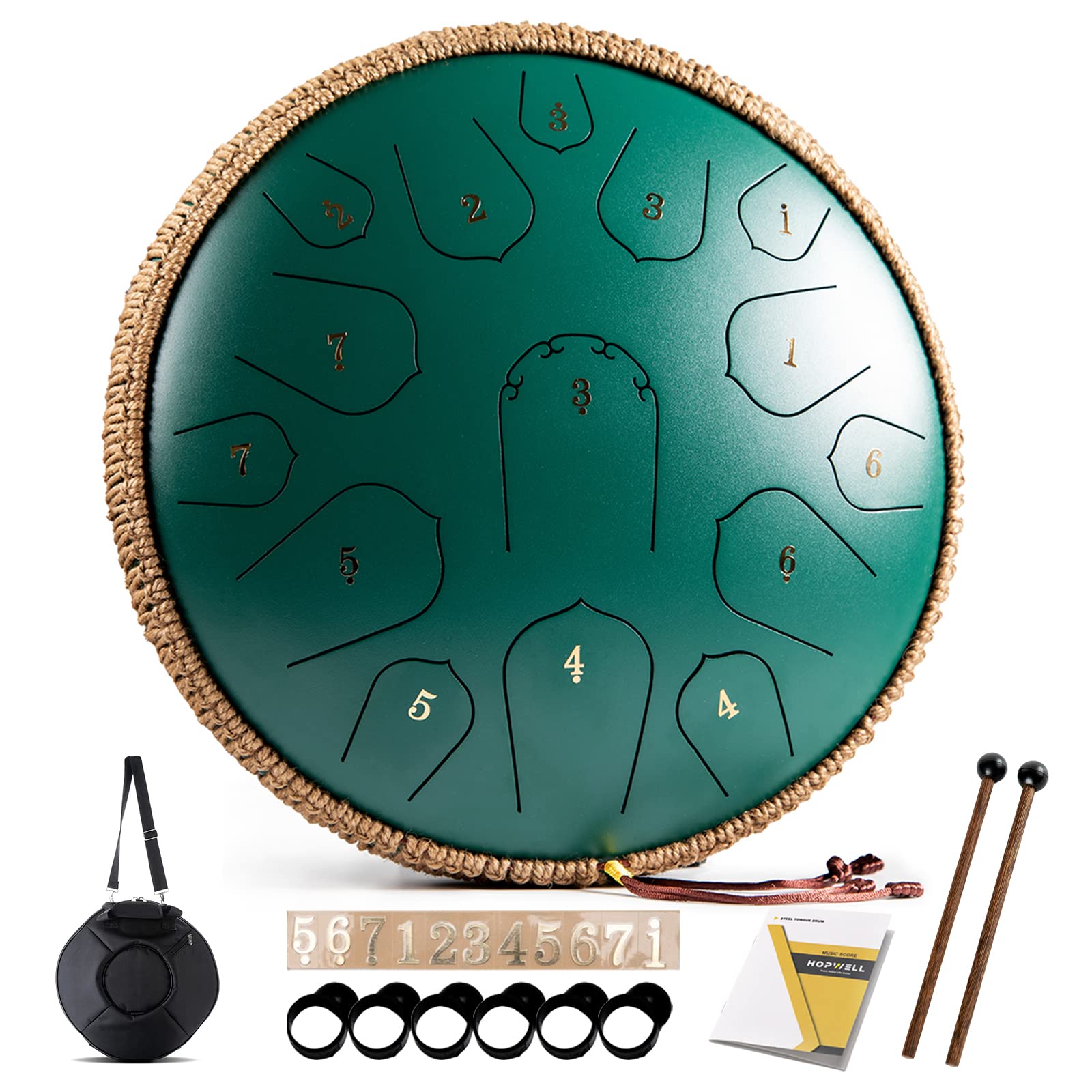 Steel Tongue Drum - HOPWELL 15 Note 14 Inch Tongue Drum - Hand Pan ...