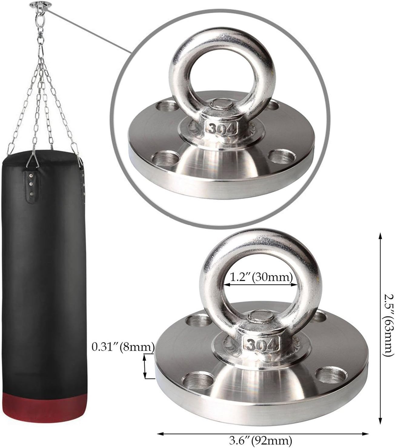 LABABE SUS 304 stainless steel Suspension Strap Trainer Mount Anchor ...