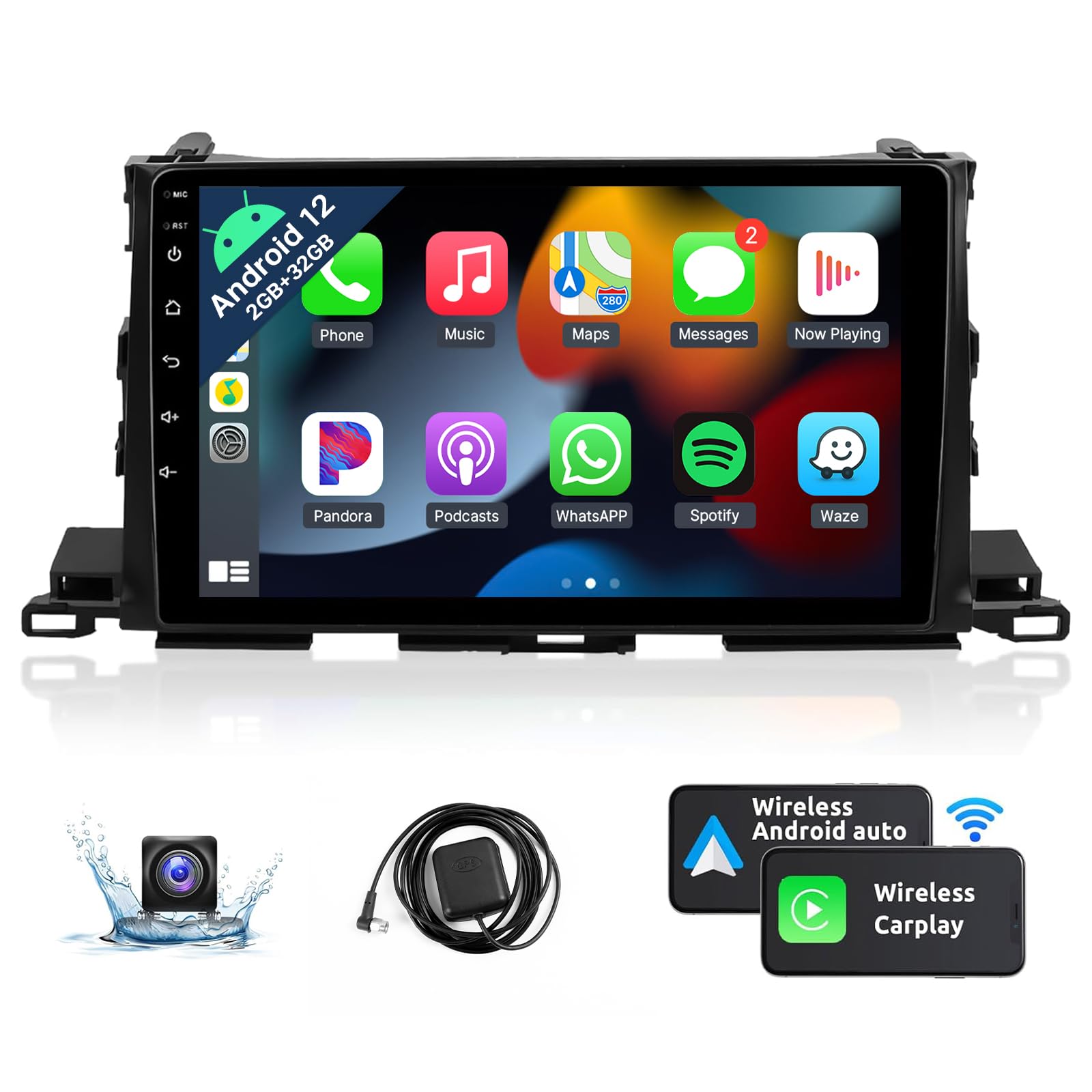 Naifay Android Car Radio for Toyota Highlander 2014-2019 with Wireless ...
