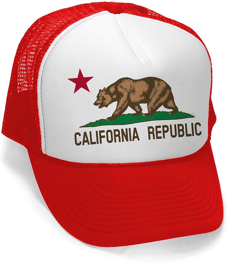 Men's Original California Republic Flag Hat PLY B449 Red/White Trucker ...