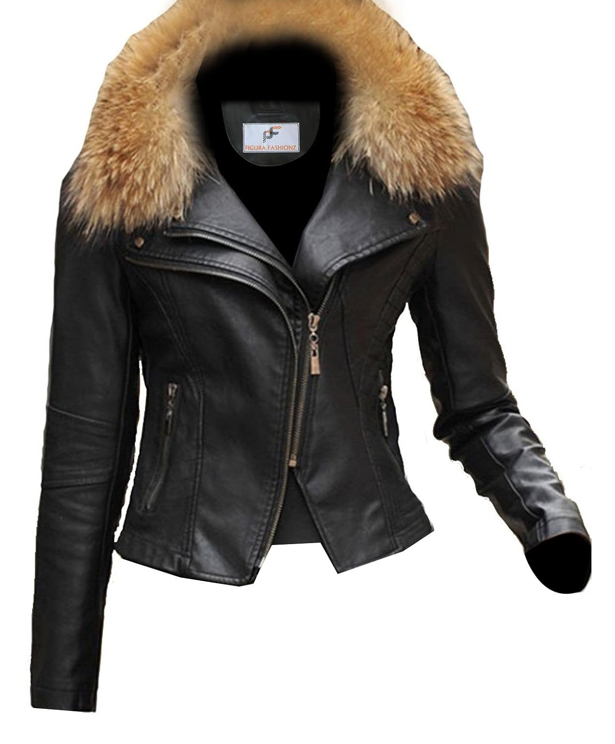 Figura Fashionz Short Body Furry Lambskin Leather Jacket for Women ...