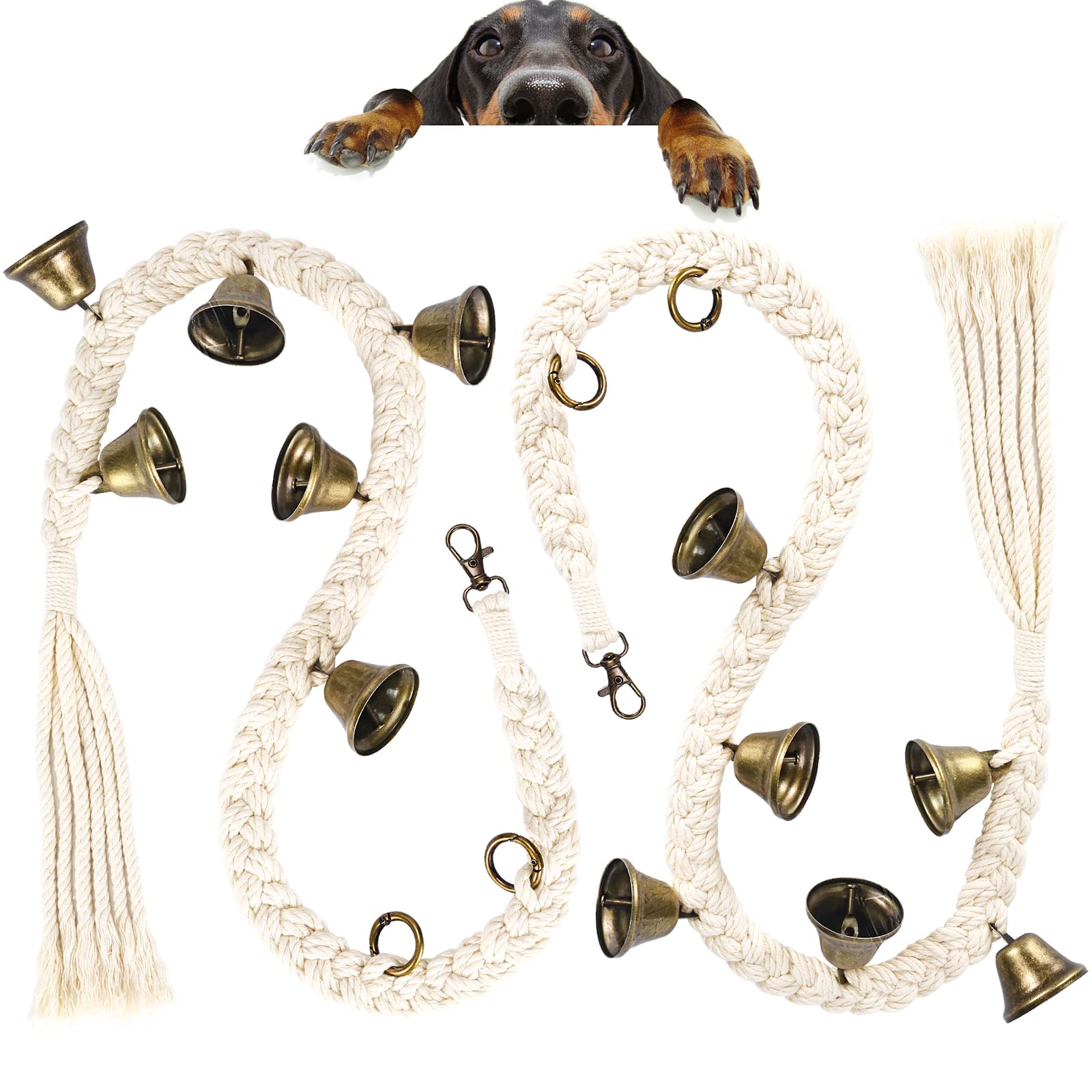 KLOGTSIND 2 Pack Dog Bells for Door Potty Training, Handwoven Cotton ...