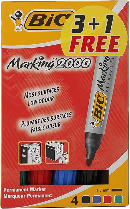 BiC Marking 2000 Permanent Marker Pens Value Pack (Pack of 3 , Plus 1 ...
