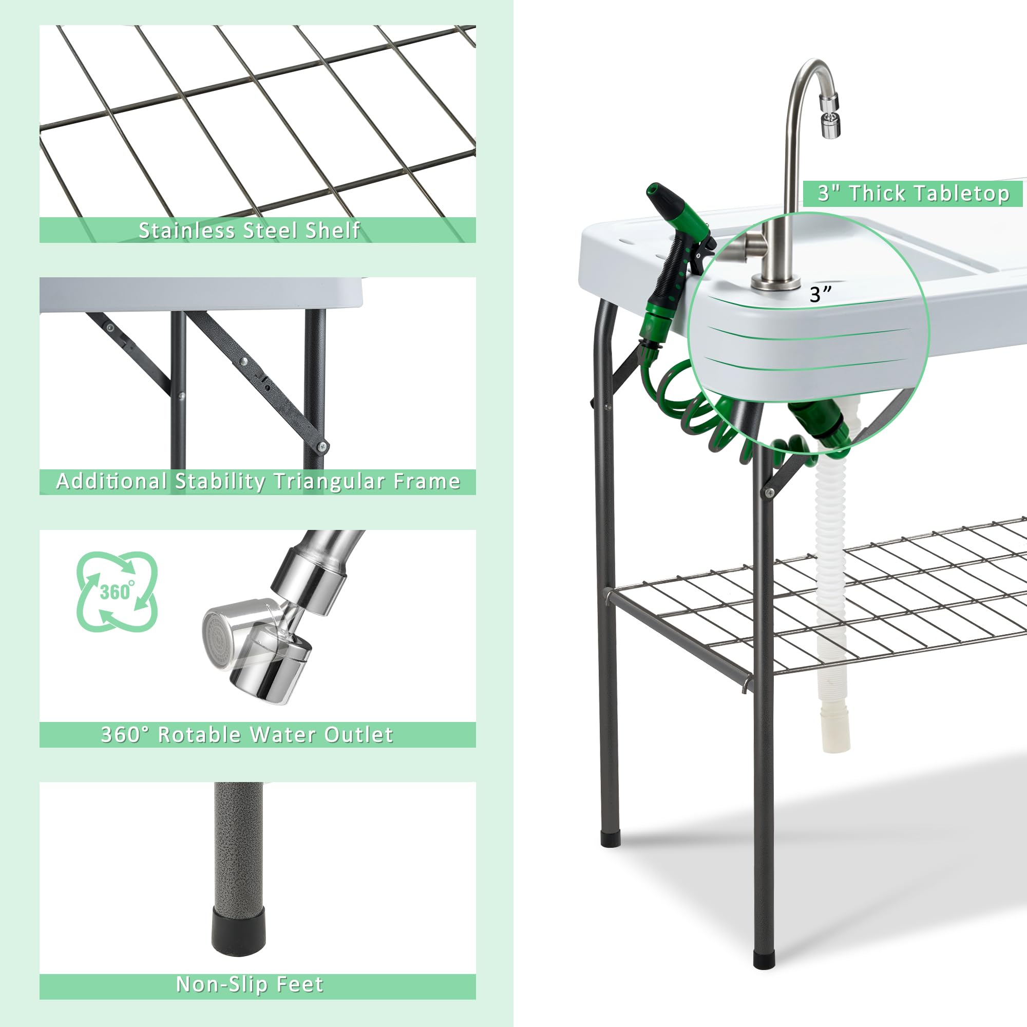 Mua Dragosum Outdoor Sink Fish Cleaning Table Portable Camping Table ...