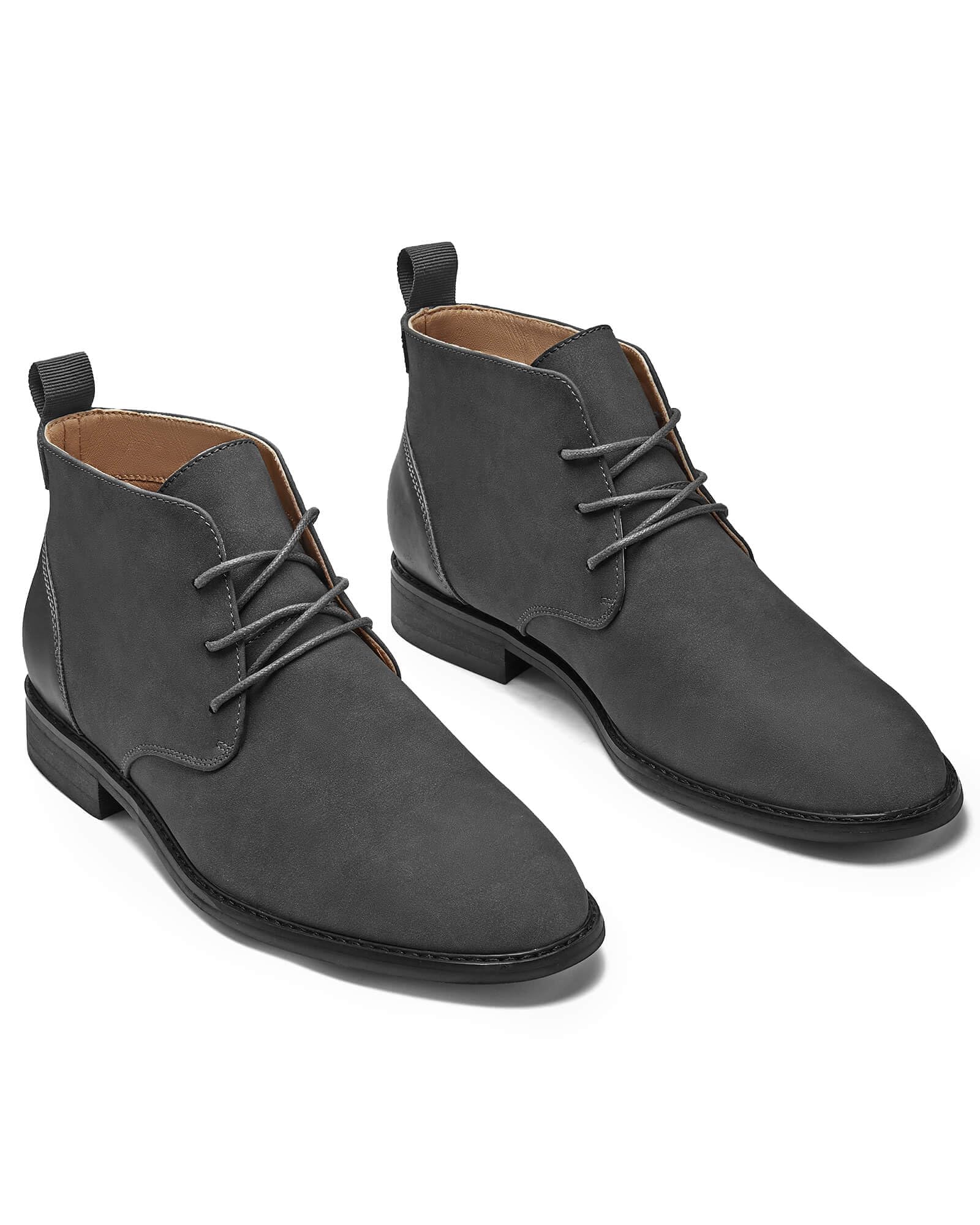Coutgo Mens Chukka Boots Dress Desert Ankle Boots Lace Up Suede Stacked ...