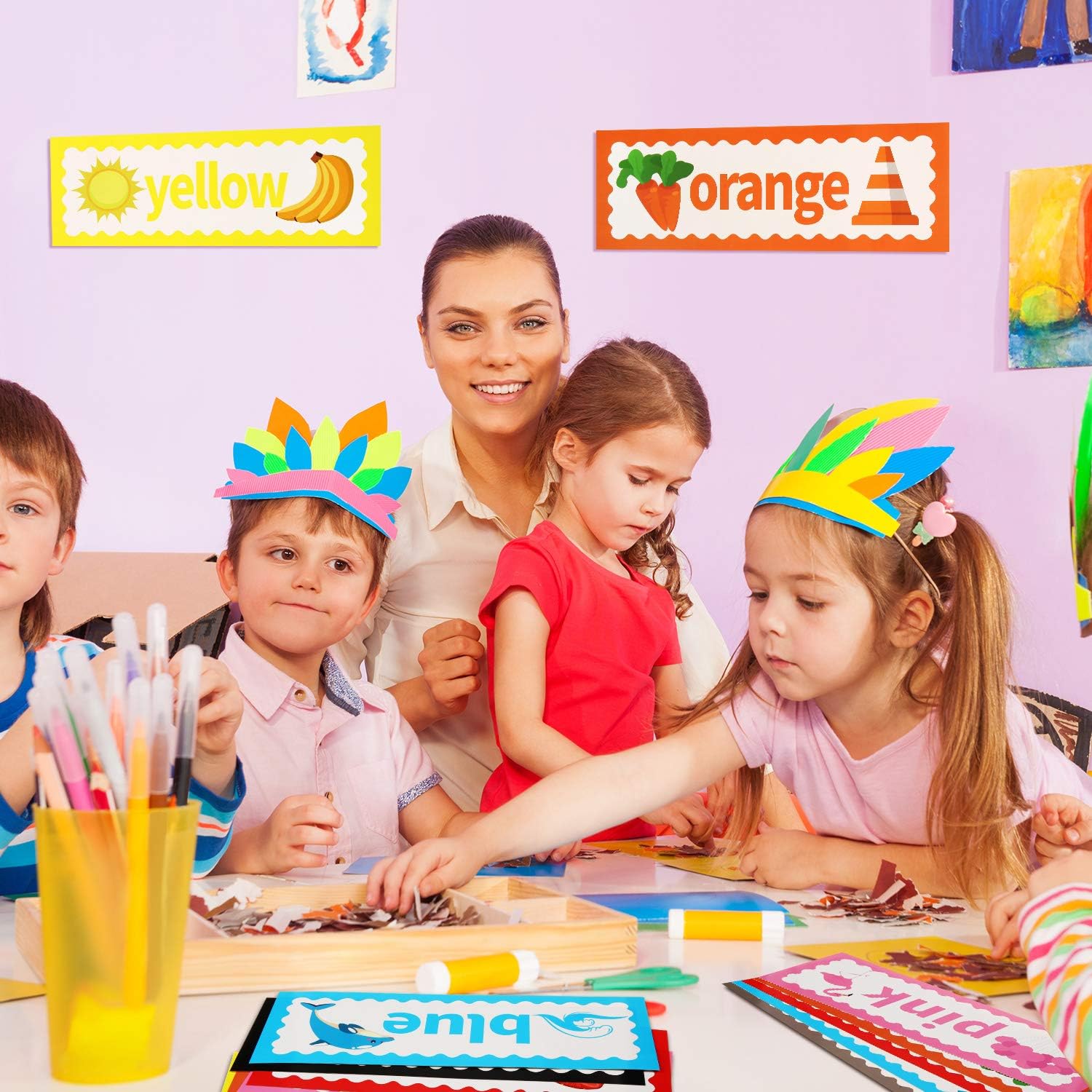 14 Pieces Colors Bulletin Board with 40 Pieces Adhesive Dots for ...