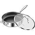 Amazon.com: DELARLO Tri-Ply Stainless Steel 12 Inch Deep Frying Pan ...