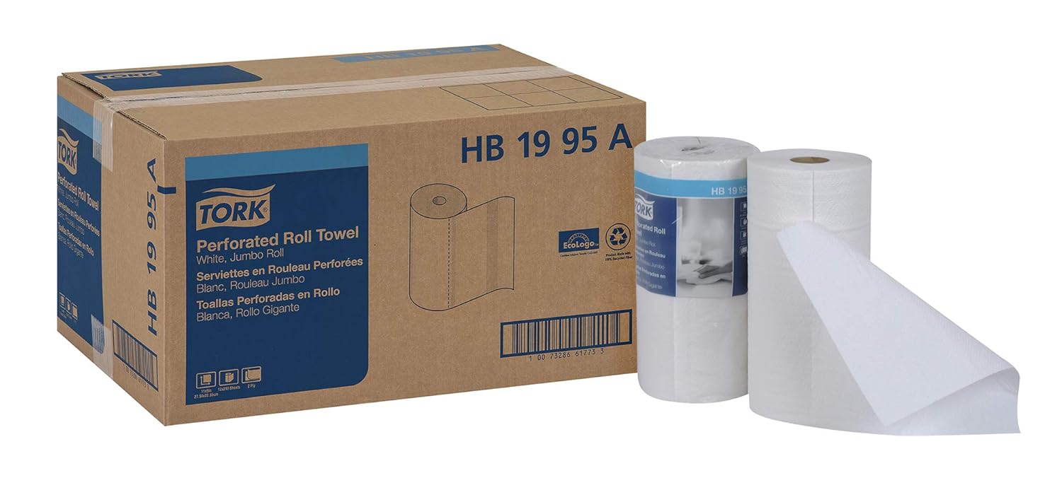 Tork HB1995A Jumbo Roll Perforated Paper Roll Towel, 2-Ply, 11" Width x ...