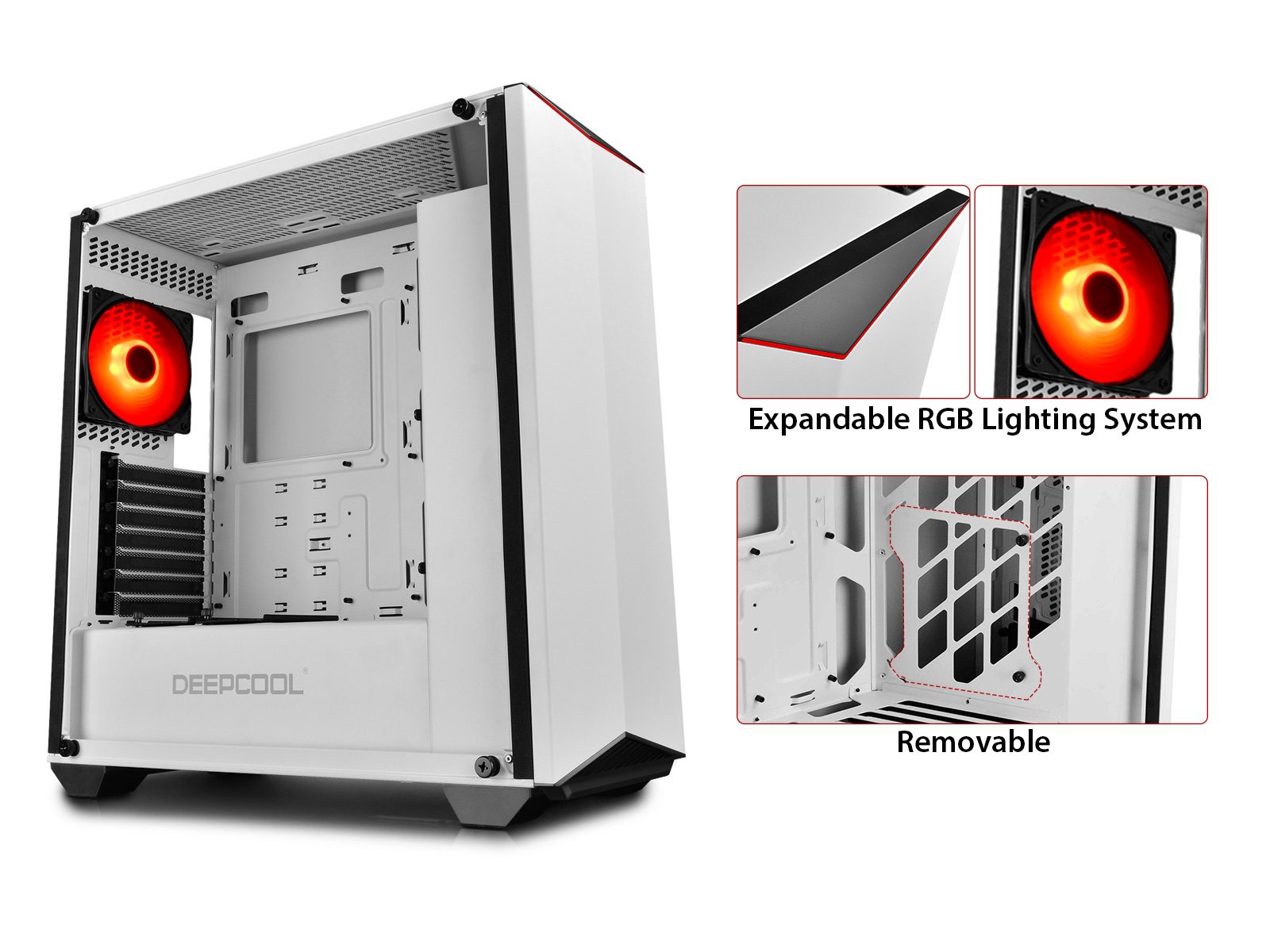 DEEPCOOL Earlkase RGB WH PC Case, Expandable RGB Lighting System, RGB ...