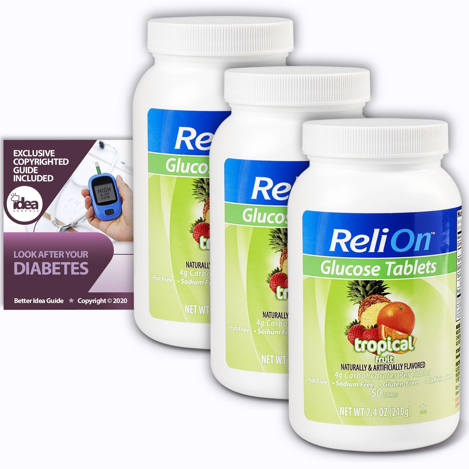 Mua ReliOn Tropical Fruit Glucose Tabs (3 Pack 150ct) + "Diabetes ...