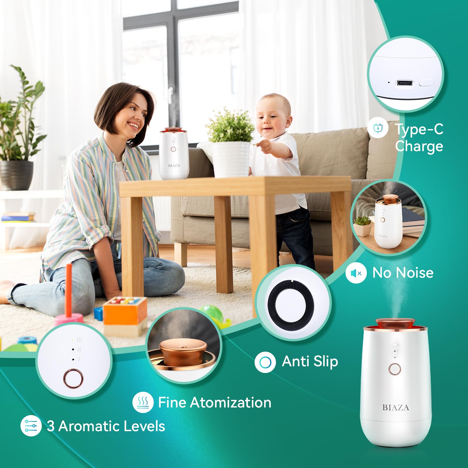 Mua Waterless Diffuser For Essential Oil Cordless Aromatherapy Diffuser With 3 Mist Levels