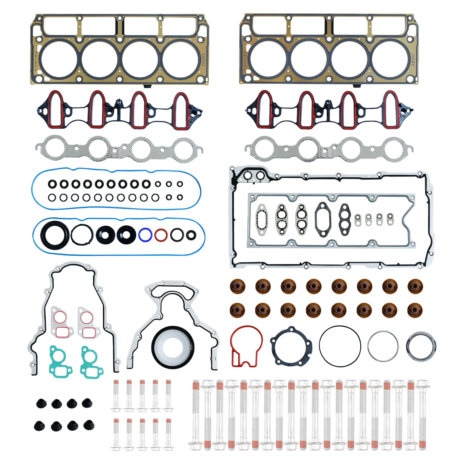 SUSUCAR Full Cylinder 5.3 Head Gasket Set with Bolts ES72220 Intake ...