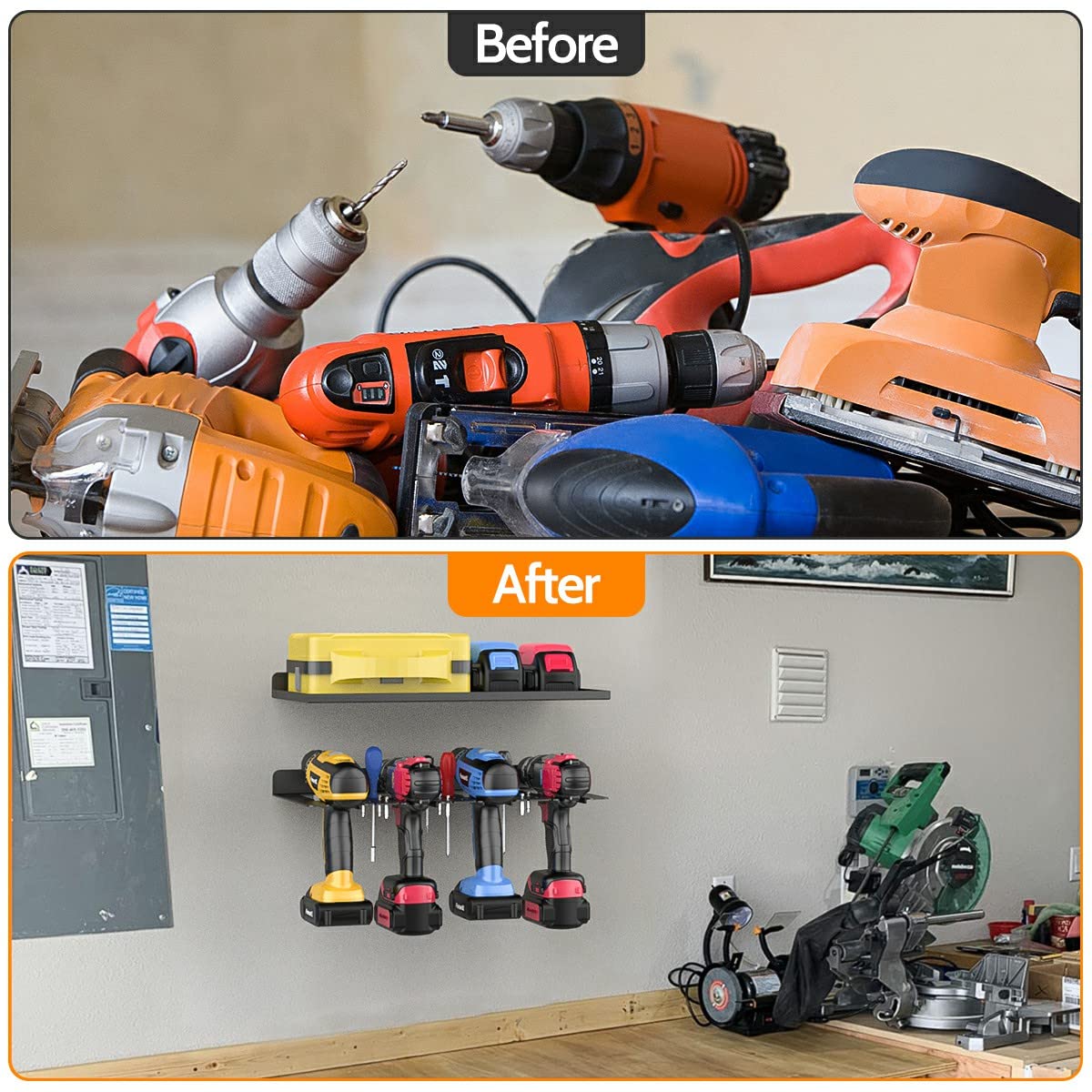 TZDTMEOS Electric Drill Storage Rack , Power Tool Organizer, Holds 4 ...