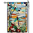 Amazon.com : Jauageon Spring Summer Dragonfly Garden Flag Glass Style ...
