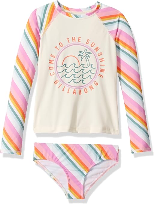 BILLABONG Girls' Magic Hour Two Piece Rashguard Swim Set Rash Guard ...