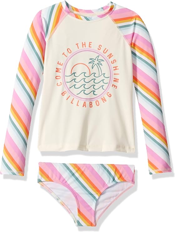 BILLABONG Girls' Magic Hour Two Piece Rashguard Swim Set Rash Guard ...