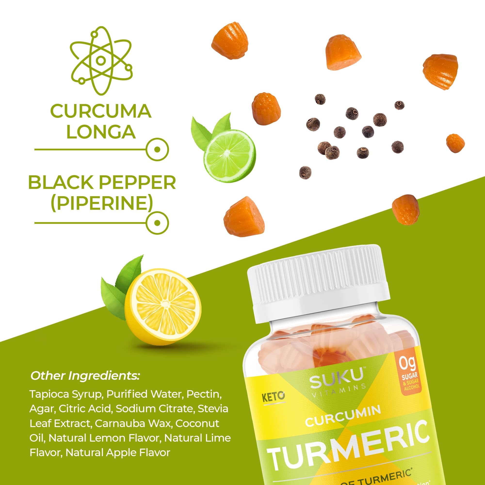 Mua SUKU Turmeric Curcumin Sugar Free Gummies with 1003mg of Turmeric ...