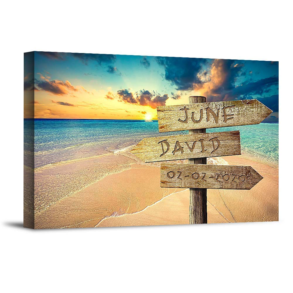 Amazon.com: Beach Sign Unique Personalized Photo or Canvas Prints with ...