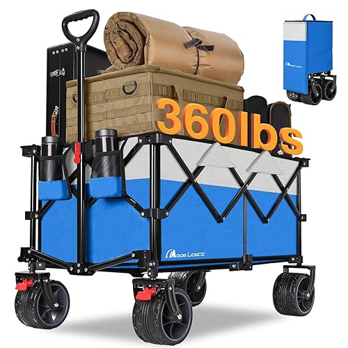 MOON LENCE Collapsible Foldable Wagon Cart, 220L Large Weight Capacity ...