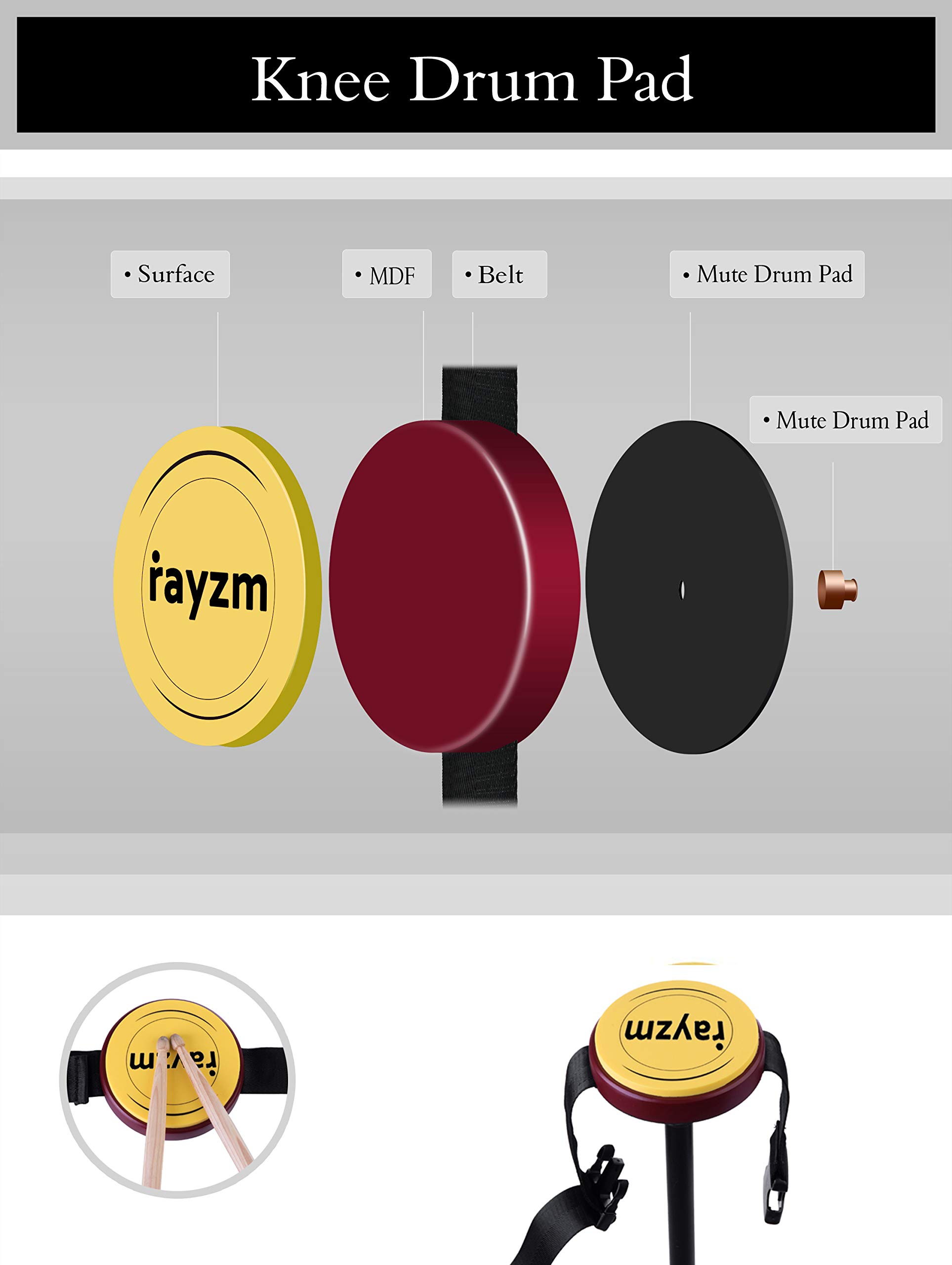 Mua Rayzm Knee Drum Practice Pad, Portable Strap-on Leg Drum Pad with ...