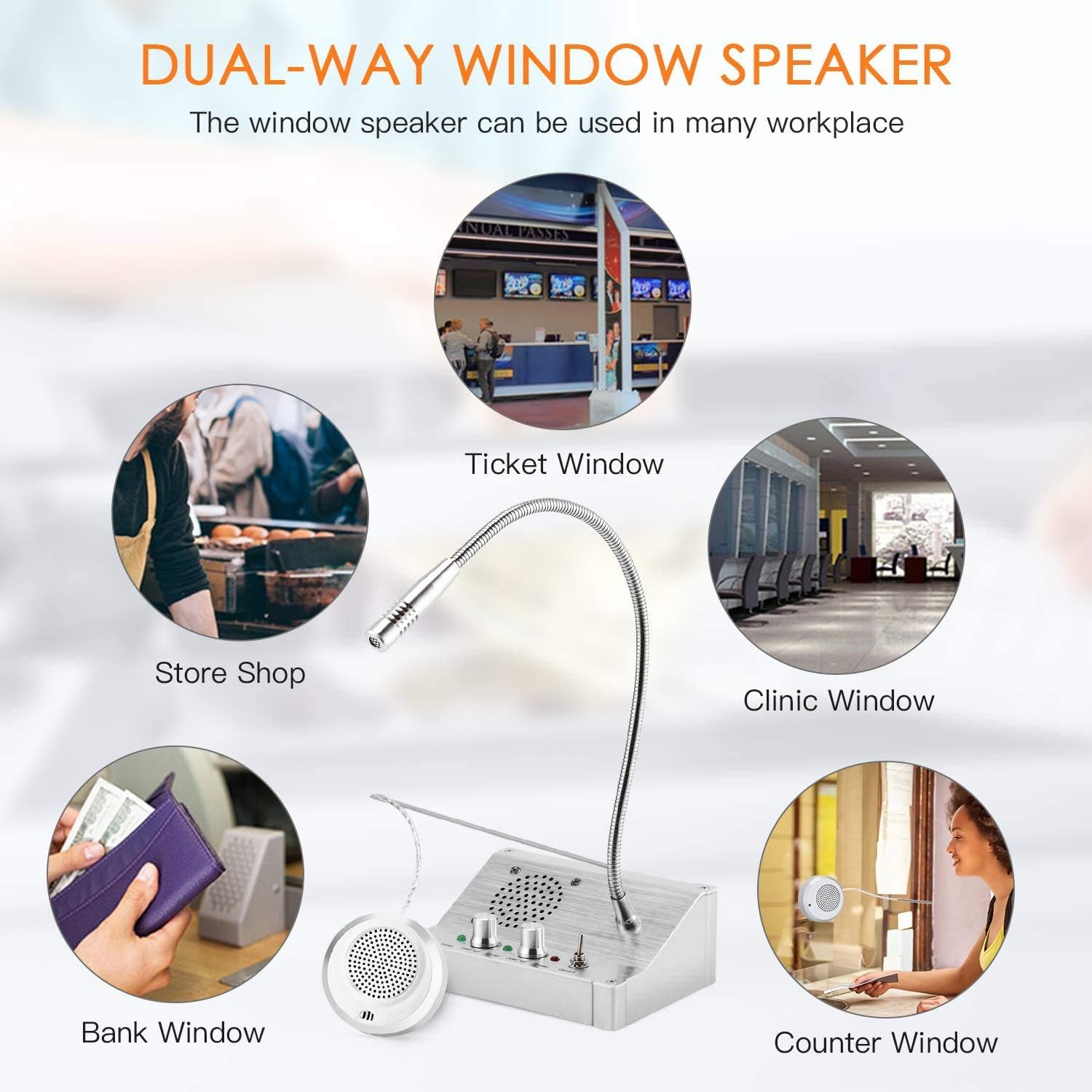 Window Speaker Intercom, APROTII Dual-Way Speaker for Window Two Way ...