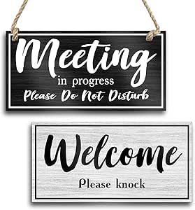 Amazon.com: Do Not Disturb Door Hanger Sign - Meeting In Progress Door ...